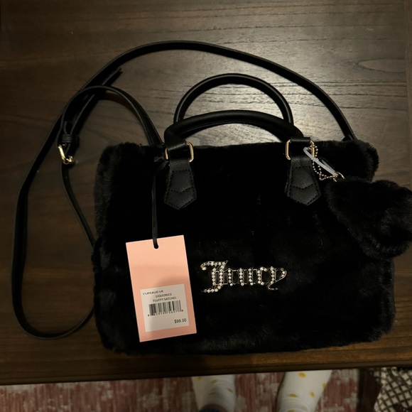 Juicy Couture | Bags | Juicy Couture Black Liqorice Fluffy Faux Fur ...